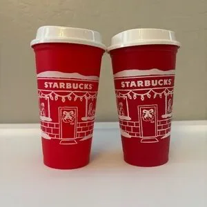 Starbucks | Dining | New Set Of 2 Starbucks 225 Holiday Red Cups 6oz ...